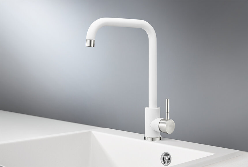 Смеситель для кухонной мойки GRANULA Standart ST-4033, белый