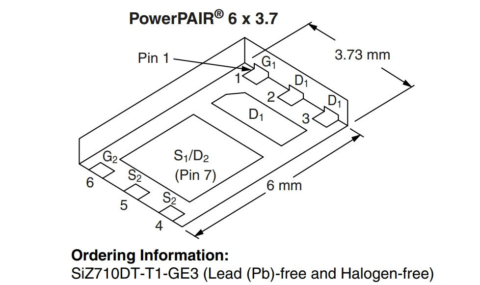 Микросхема SiZ710DT N-Channel MOSFET 20V 6.9A