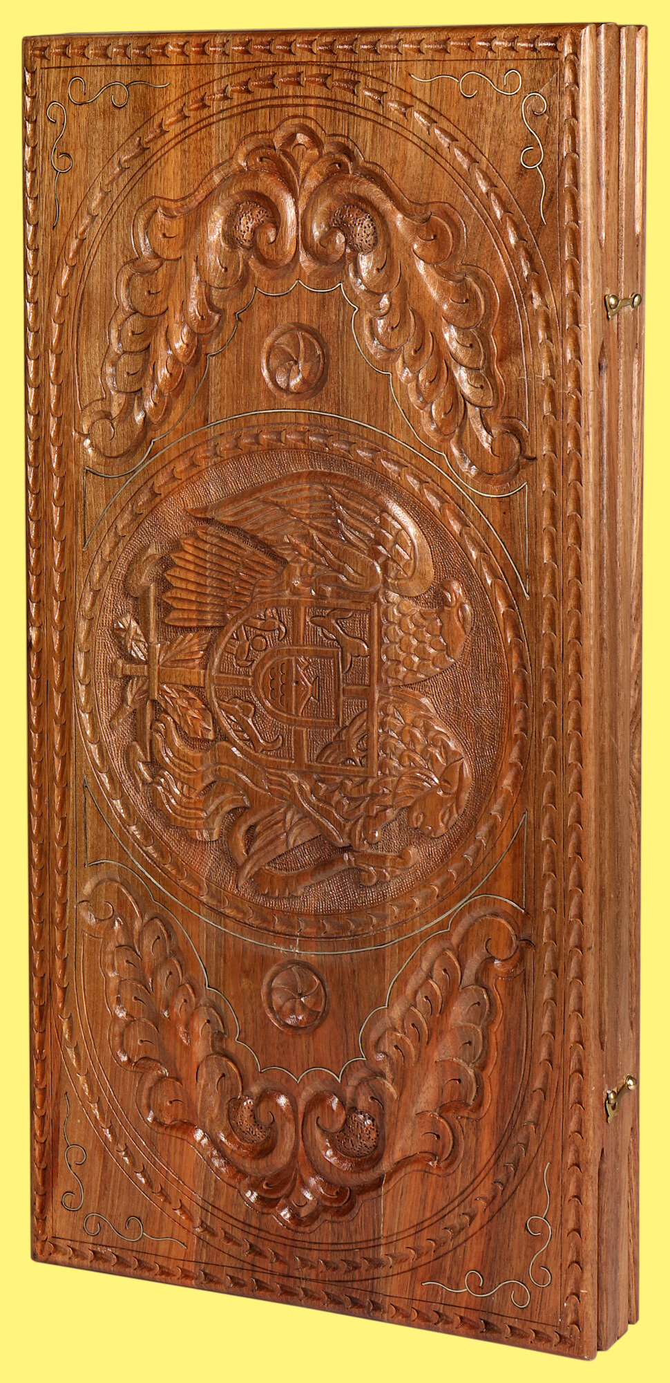 Нарды, шашки Герб Армении (с серебром, прямые, массив ореха)