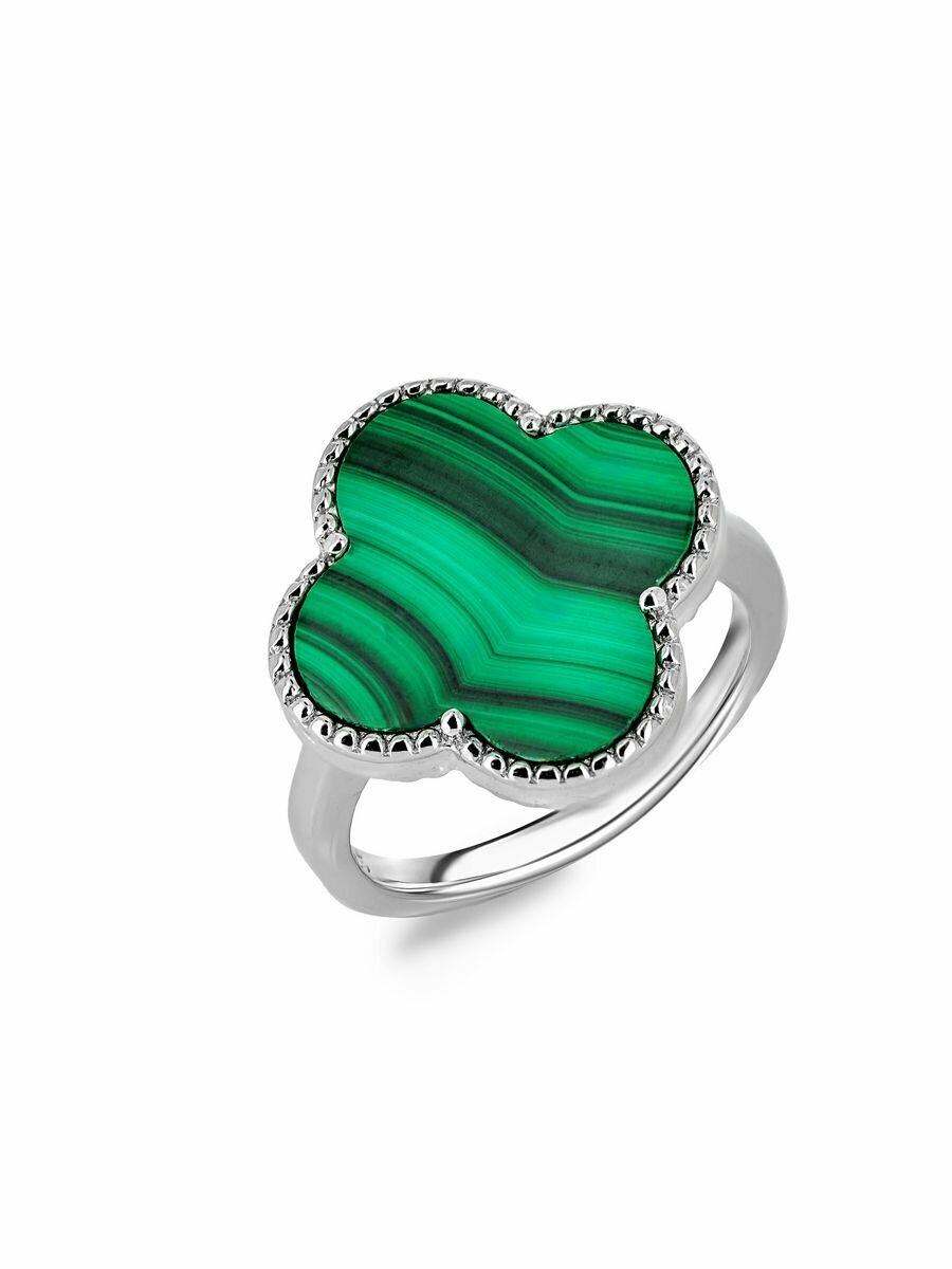 Кольцо, серебро, 925 проба, родирование, малахит