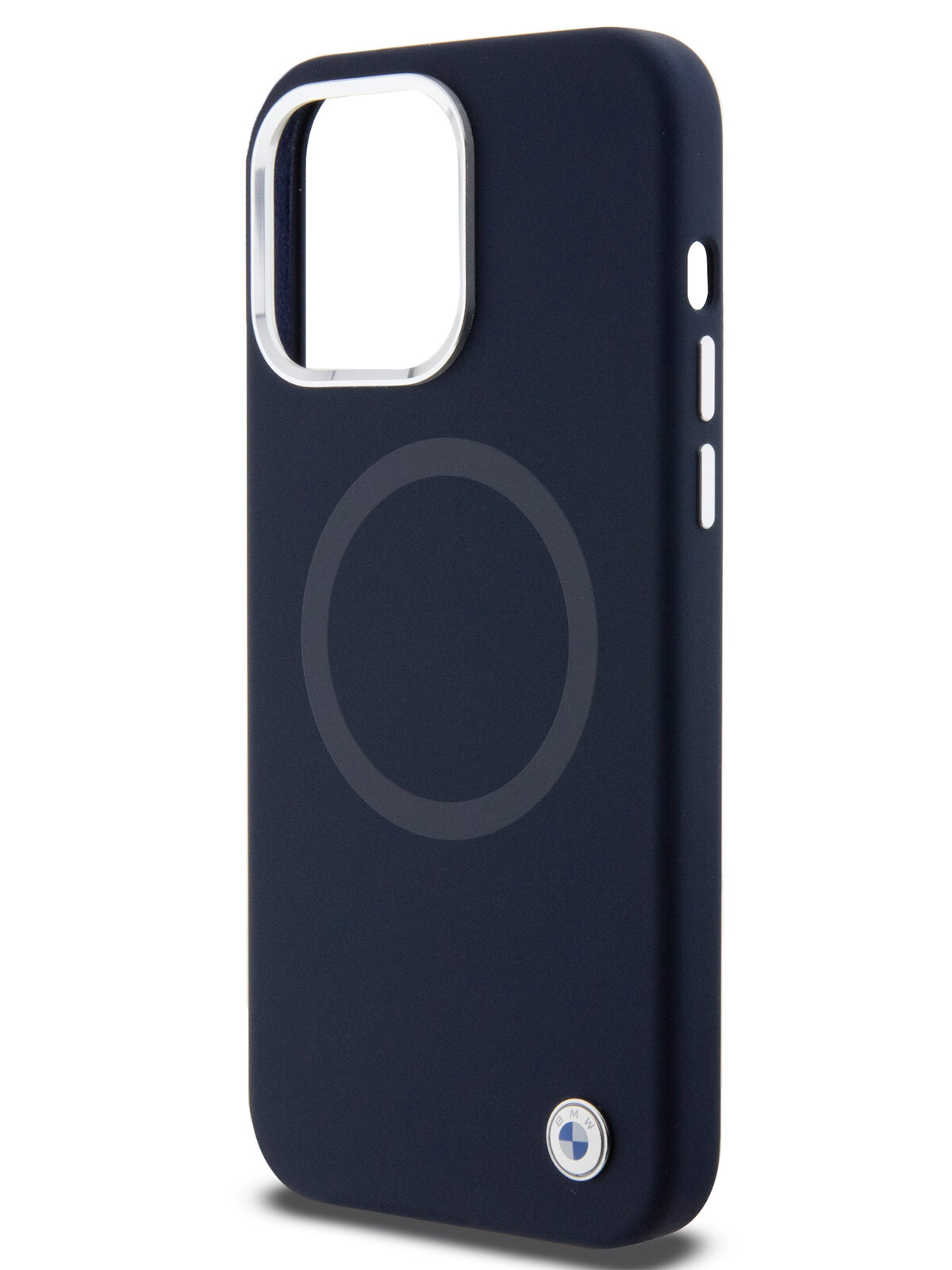 BMW для iPhone 15 Pro Max чехол Signature Liquid silicone Laser Ring Hard Navy (MagSafe)