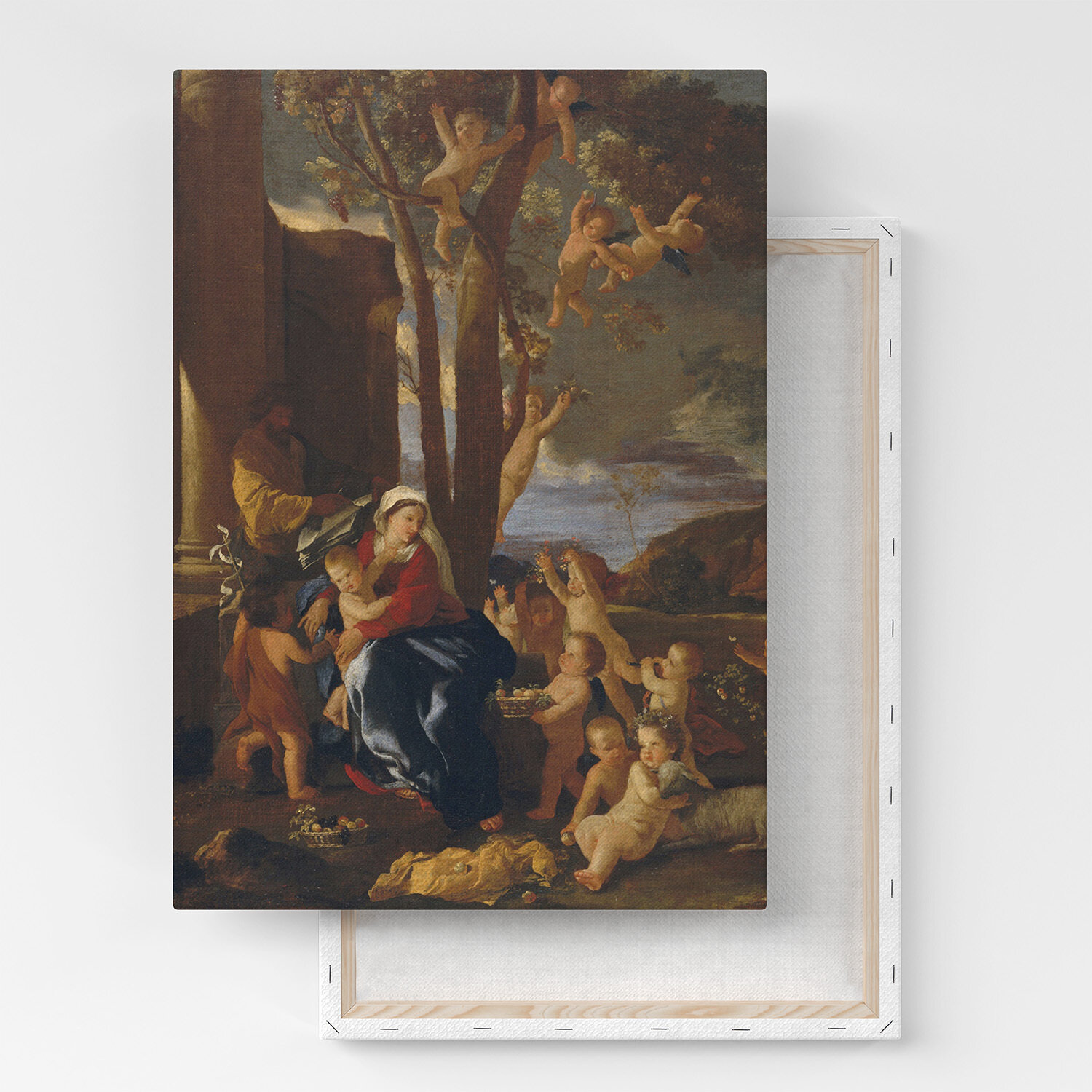 Картина на холсте, репродукция / Никола Пуссен - The Holy Family with Saint John / Размер 60 x 80 см