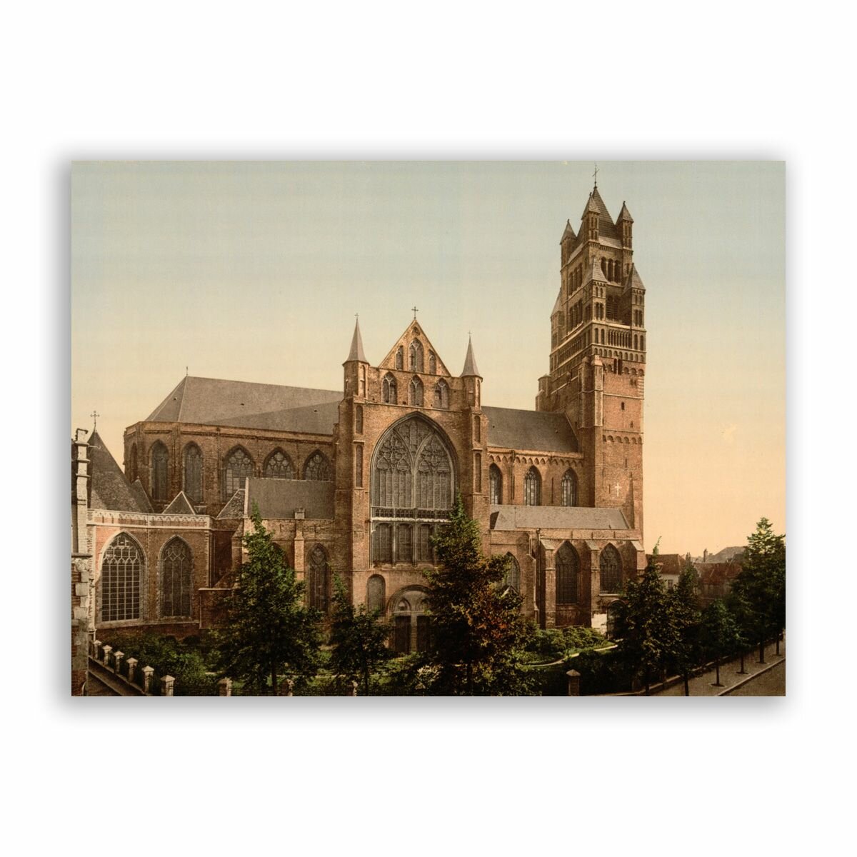 Постер, плакат на бумаге / The Cathedral of St. Sauveur, Bruges, Belgium / Размер 60 x 80 см