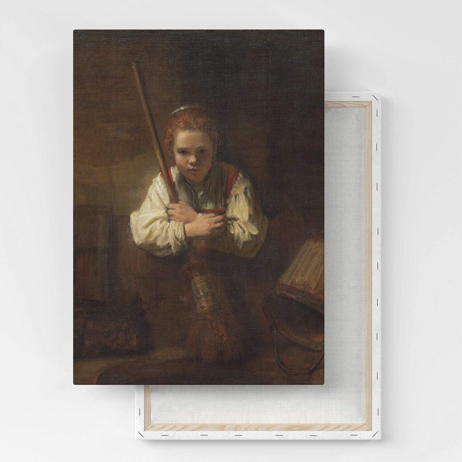 Картина на холсте, репродукция / Карел Фабрициус - A Girl with a Broom / Размер 40 x 53 см