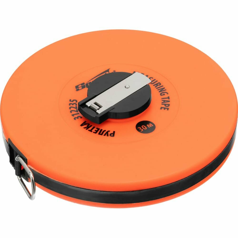 Геодезическая рулетка SPARTA 30 м, 12,5 мм, лента ПВХ, закрытый круглый корпус 312235 для сматывания ленты