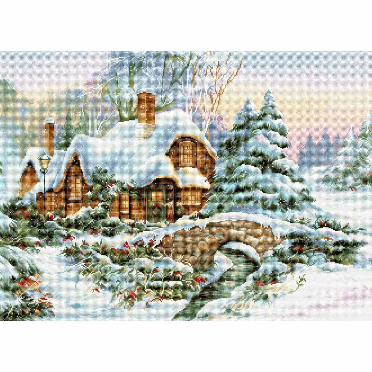 Набор для вышивания крестиком 'Зимний домик', 47*34 см, Luca-S