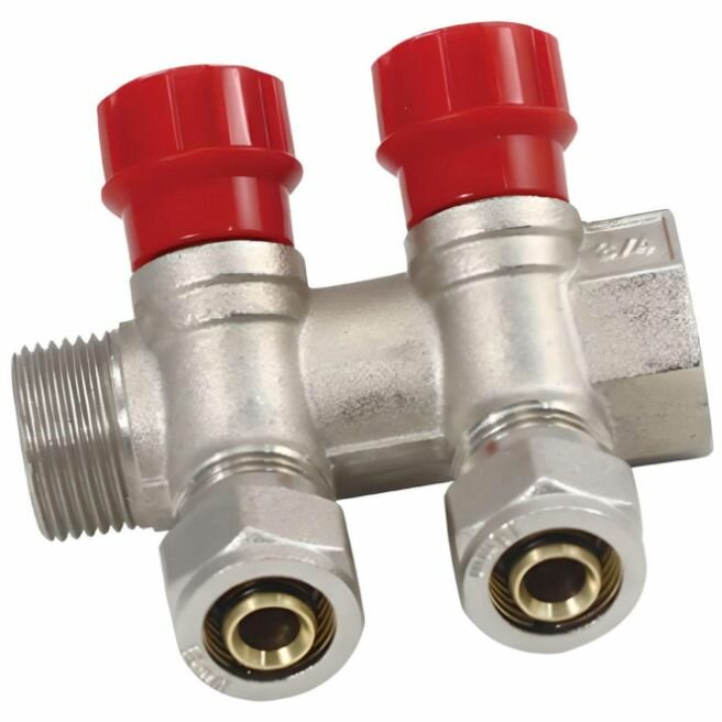 Коллектор с вентильными кранами 1 х 16-2вых. Vieir (Виеир) (VR602)