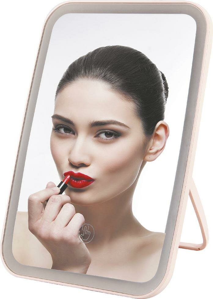 Зеркало для макияжа с подсветкой Viconte настольное косметическое 3 режима работы освещения (теплый белый естественный) сенсорная кнопка переключения