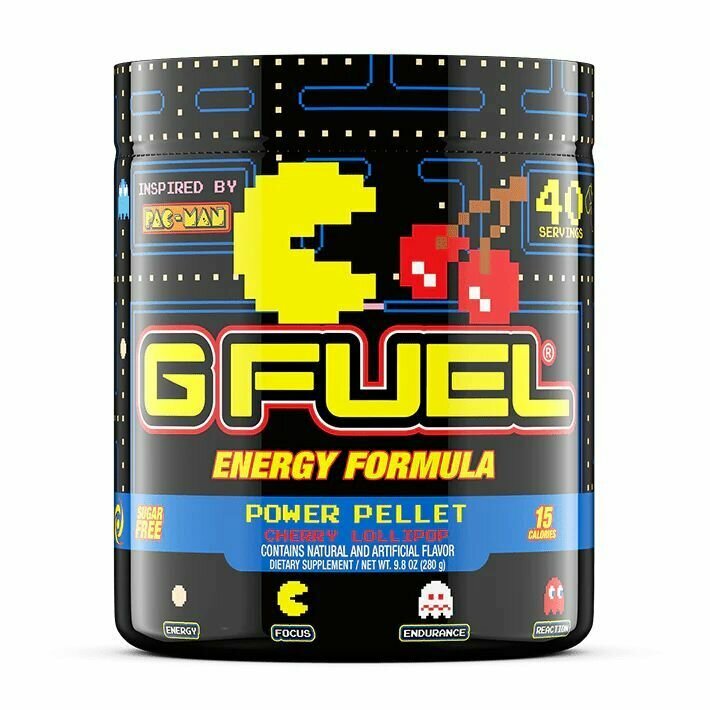 Сухой энергетик GFUEL x PAC-MAN Power Pellet (Вишневый леденец), 40 порций, 280 г