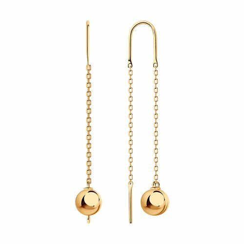 Серьги цепочки, серебро, 925 проба, золочение