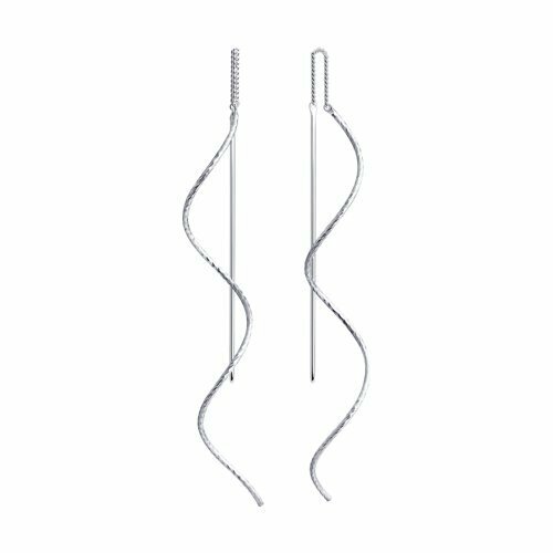 Серьги цепочки, серебро, 925 проба, родирование