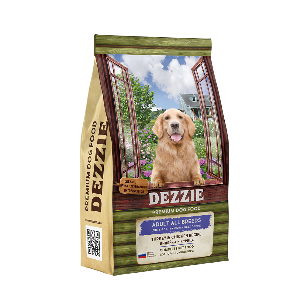 Корм сухой Dezzie Adult All Breeds индейка и курица для собак (800 г)