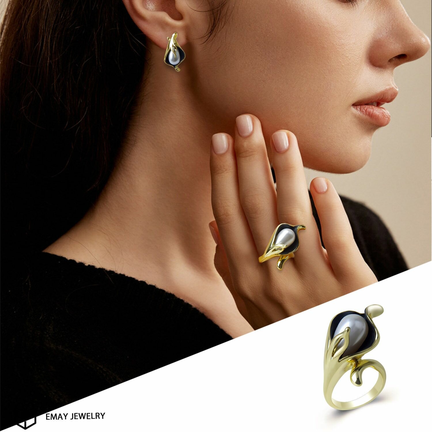 Кольцо, искусственный камень, жемчуг имитация