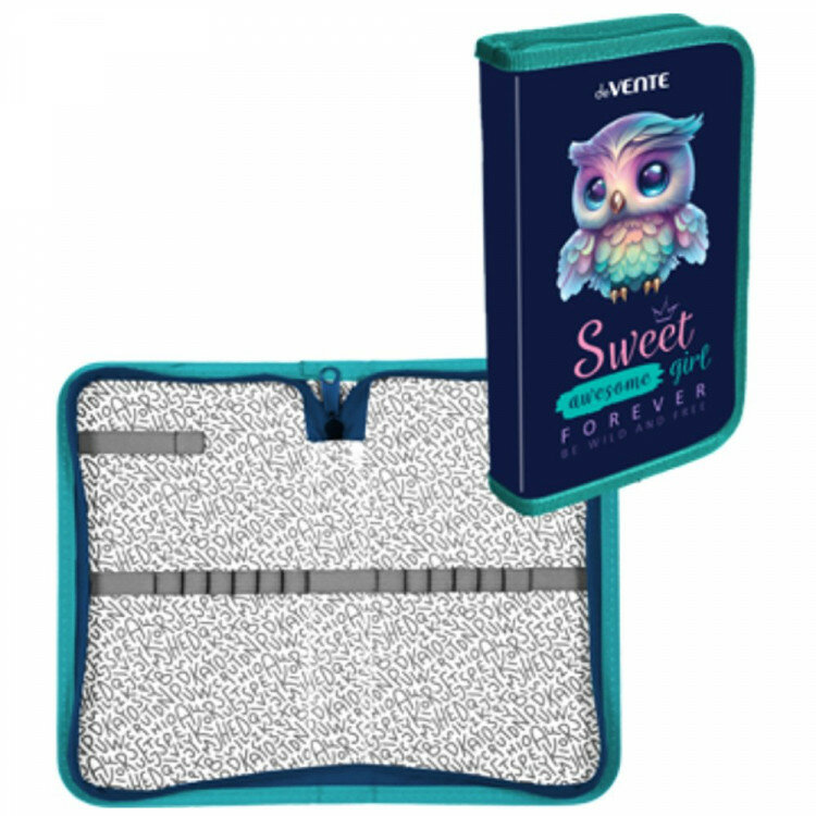 Пенал 1 отделение (deVente) 205х120мм Happy Owl тиснение фольгой арт.7011405