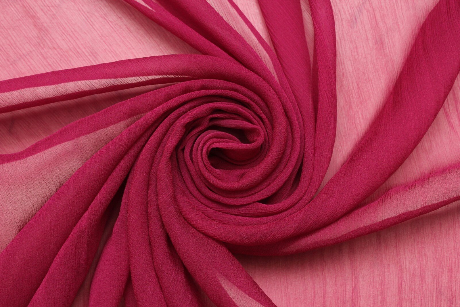 Ткань Шёлковый шифон-креш вишнёвый с оттенком тёмной фуксии, ш130см, 0,5 м