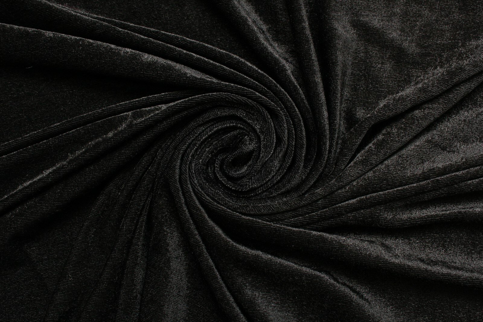 Ткань Велюр на трикотажной основе чёрный насыщенный, ш136см, 0,5 м