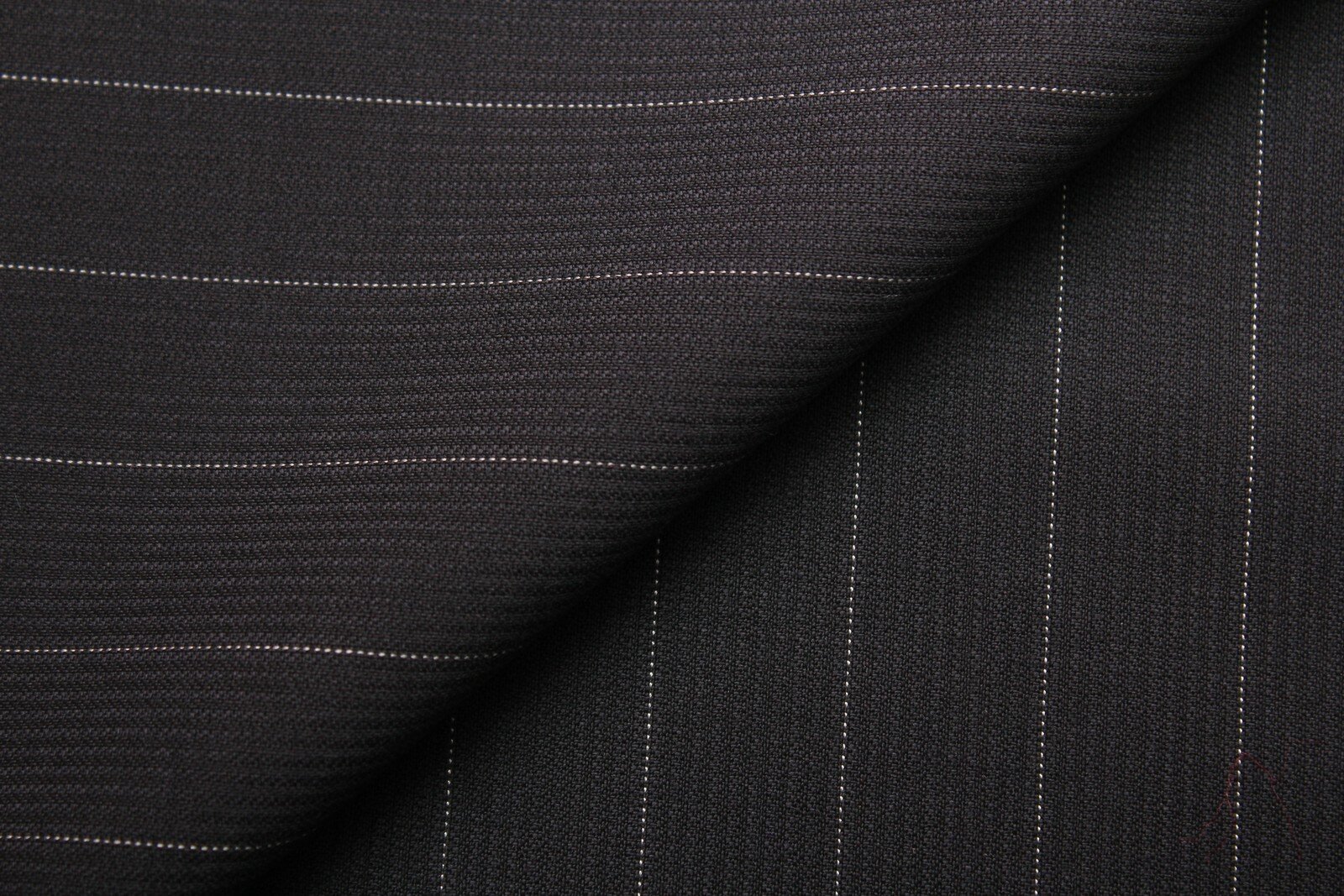 Ткань костюмная Marlane чёрная в белую полоску, ш152см, 0,5 м