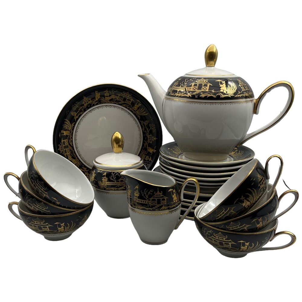 Чайный сервиз "Шинуазри", фарфор, позолота, 1947-1970 гг, Freiberger, ГДР