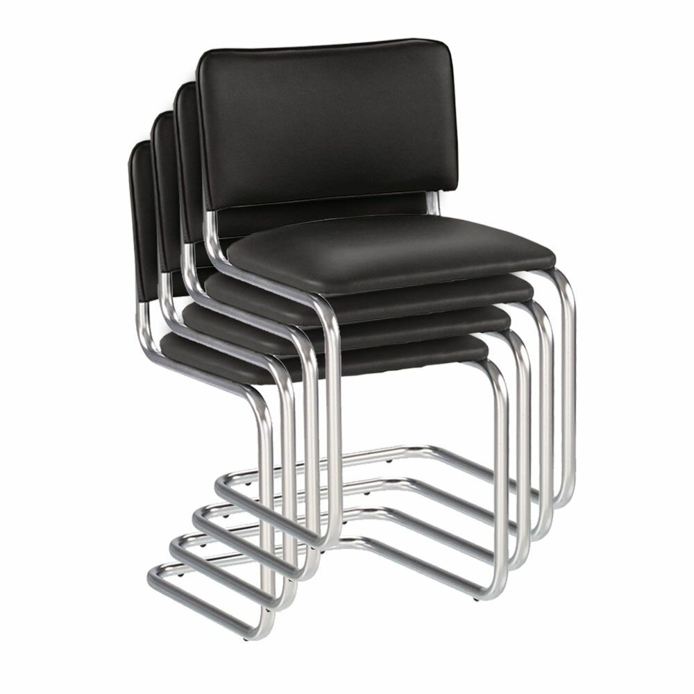 Стул офисный Сильвия Sylwia V4 черный, хром (chrome), комплект 4 шт