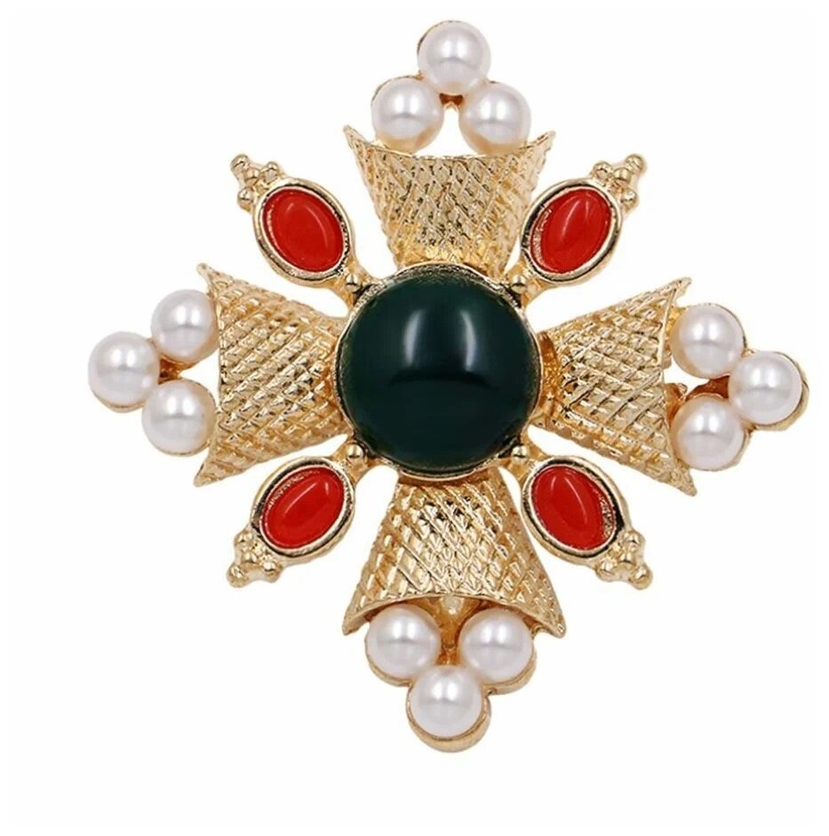 Брошь, искусственный камень, жемчуг имитация