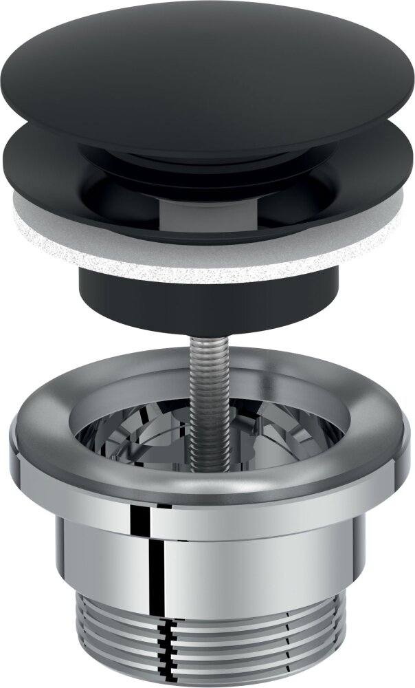 Донный клапан Jacob Delafon E30536-BL, с системой клик-клак, черный