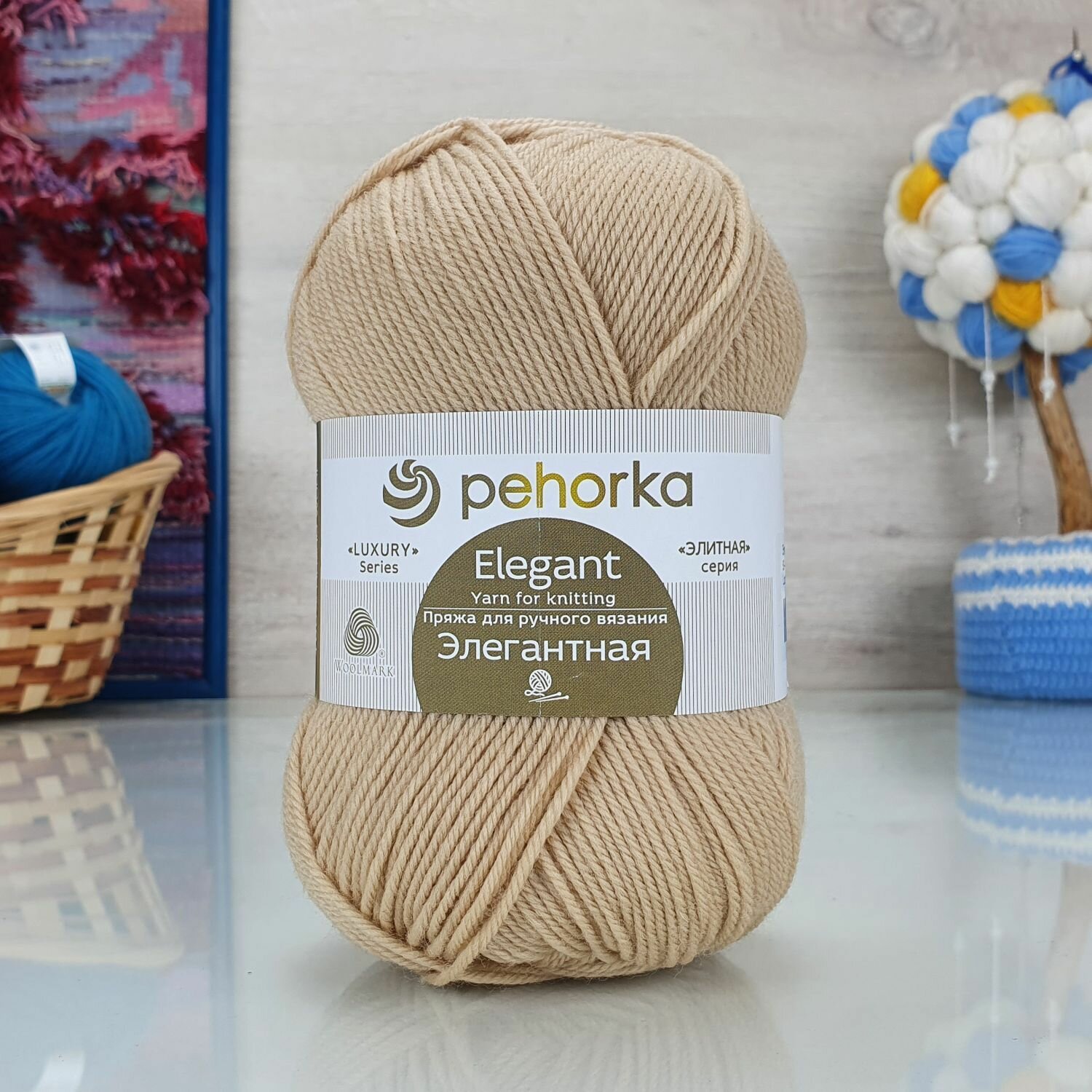 Пряжа Элегантная (Пехорка), Фрез - 89, 100% мериносовая шерсть, 10 мотков, 100 г, 250 м.