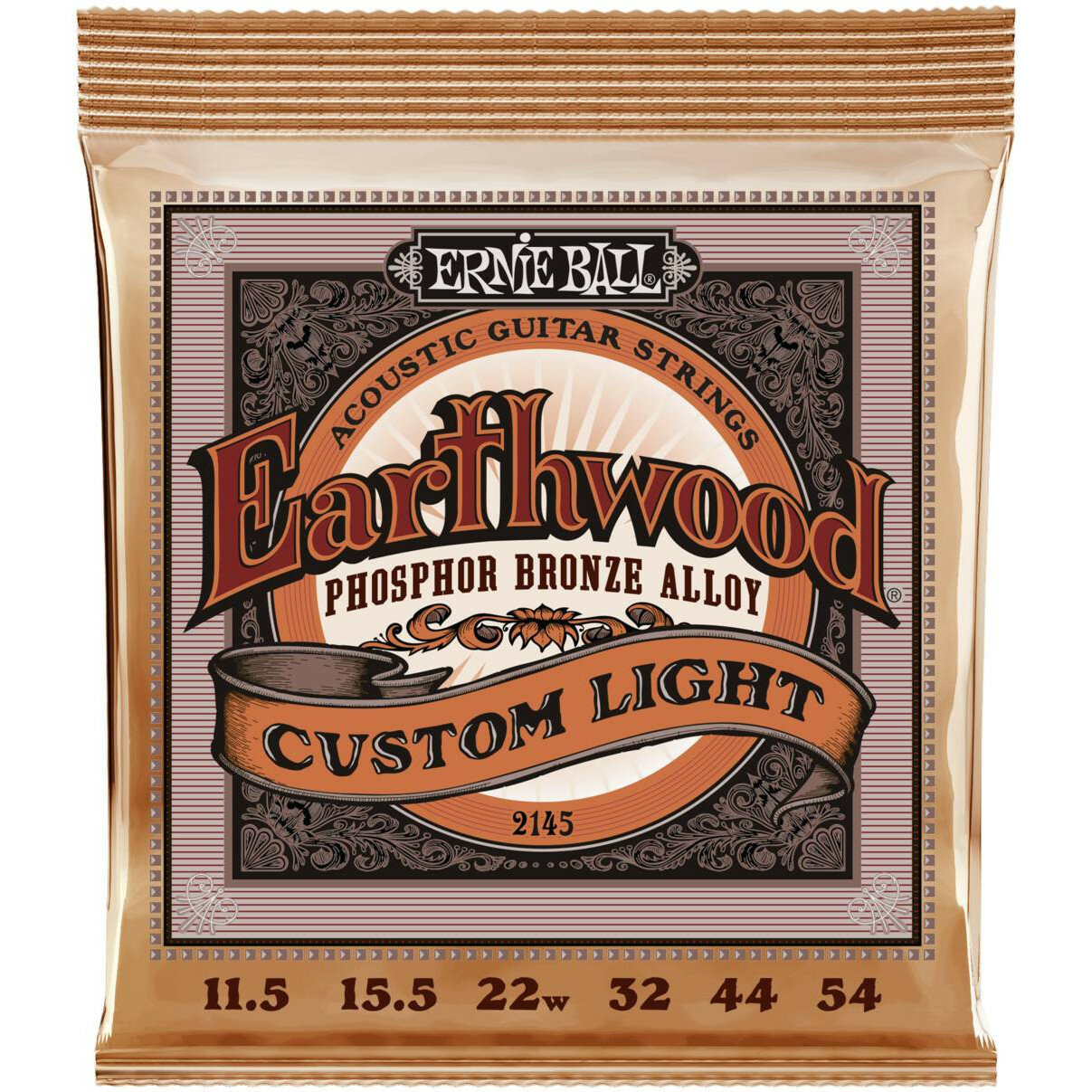 Ernie Ball 2145 Earthwood Phosphor Bronze Custom Light 11.5-54 - Струны для акустической гитары