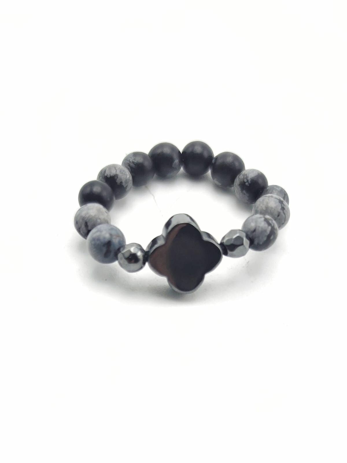 Кольцо, искусственный камень, гематит