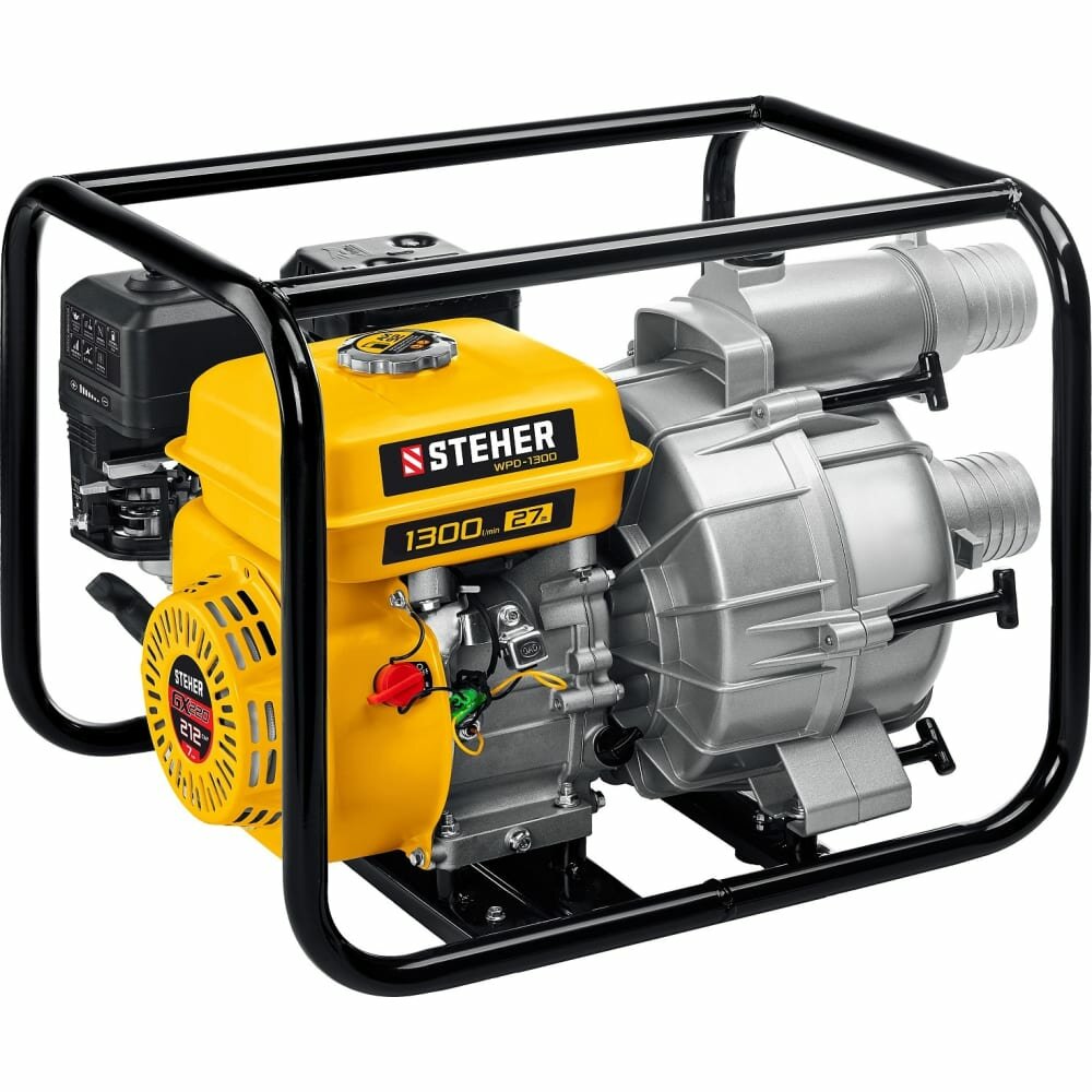 Бензиновая мотопомпа для грязной воды STEHER 1300 л/мин WPD-1300, грязной воды steher