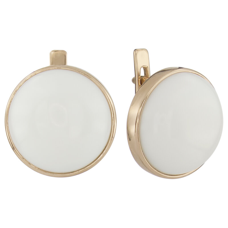 Серьги, красное золото, 585 проба, агат