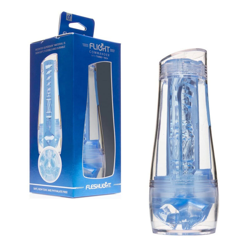 Прозрачный мастурбатор «Fleshlight Flight Commander»для мужчин голубой