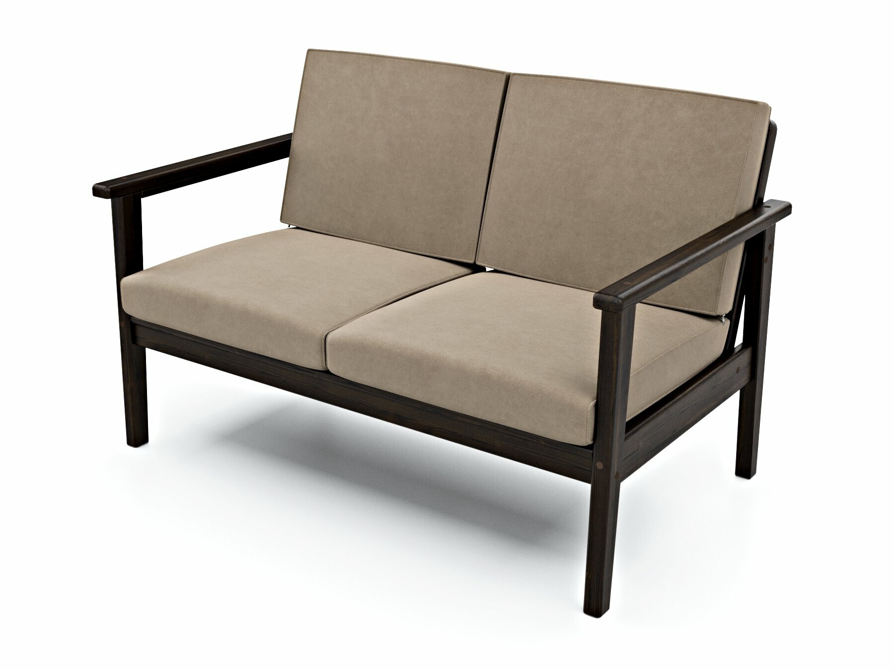 Садовый диван Arsko Лориан-М-С бежевый-венге, велюр, двухместный, садовый, для кафе и бара, для офиса, скандинавский лофт