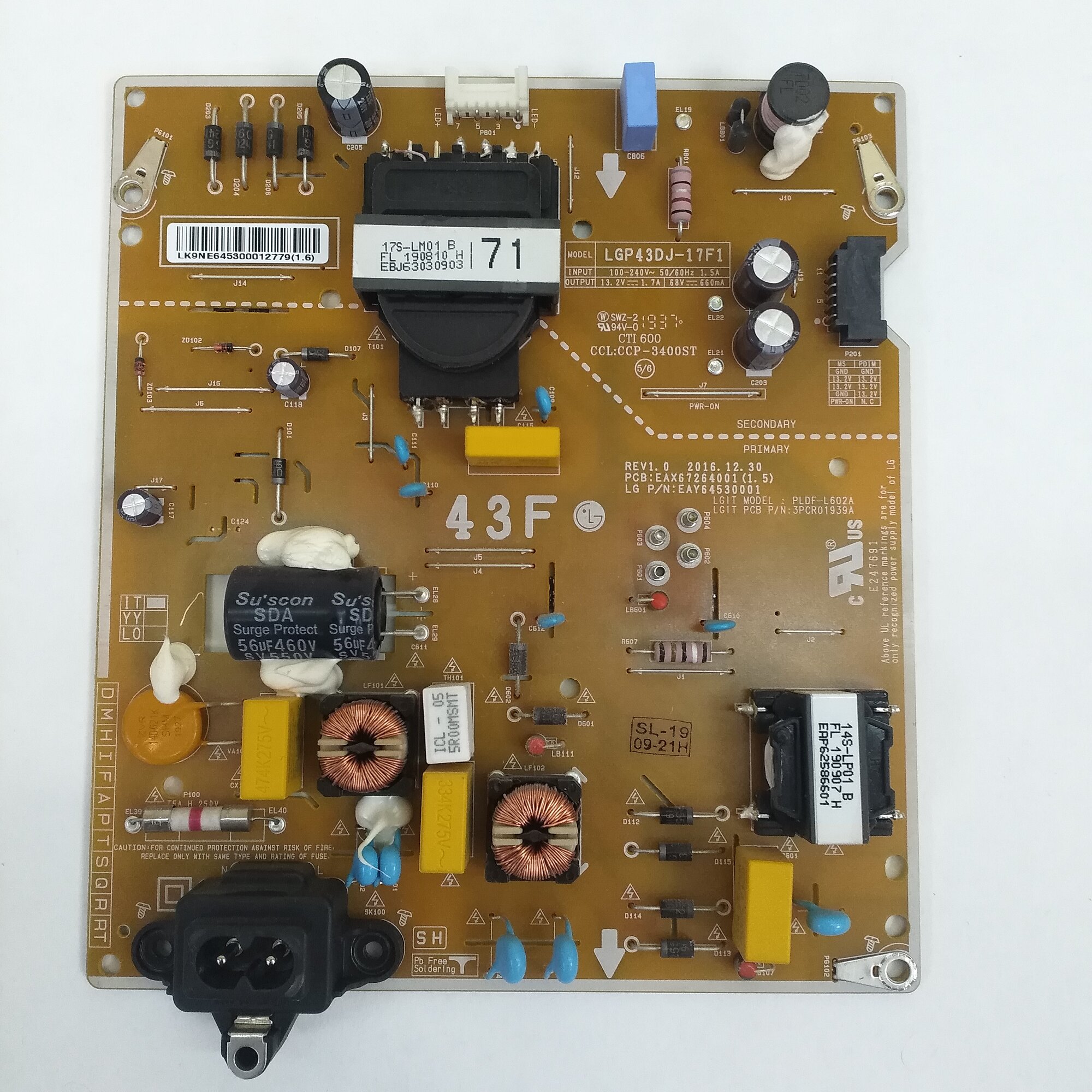 Блок питания (PowerBoard) (LGP43DJ-17F1) Б/У