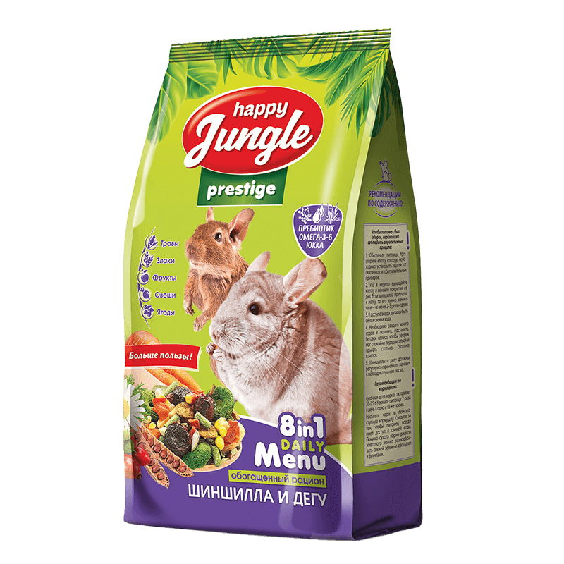 Корм Happy jungle Престиж для шиншилл и дегу, 500 гр