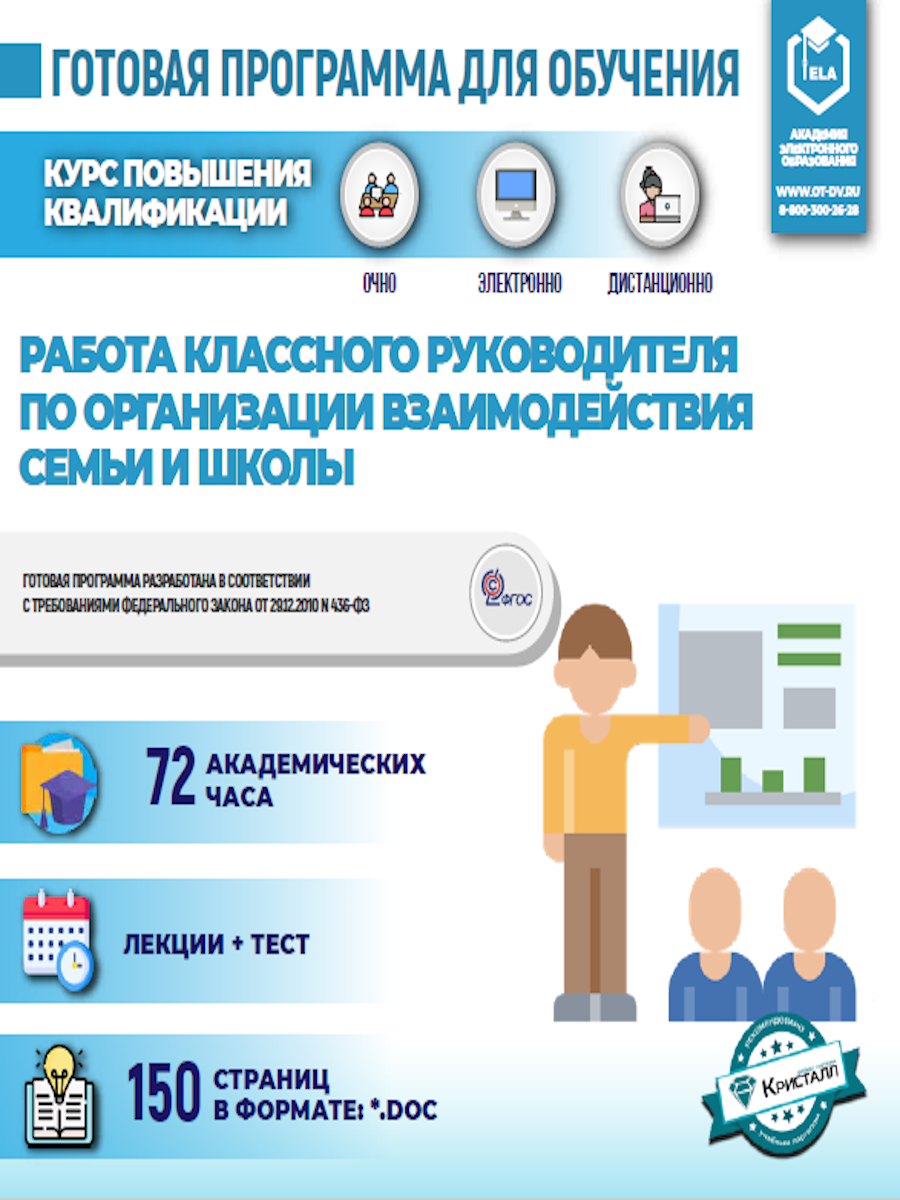 Комплект учебной программы «Работа классного руководителя по организации взаимодействия семьи и школы»
