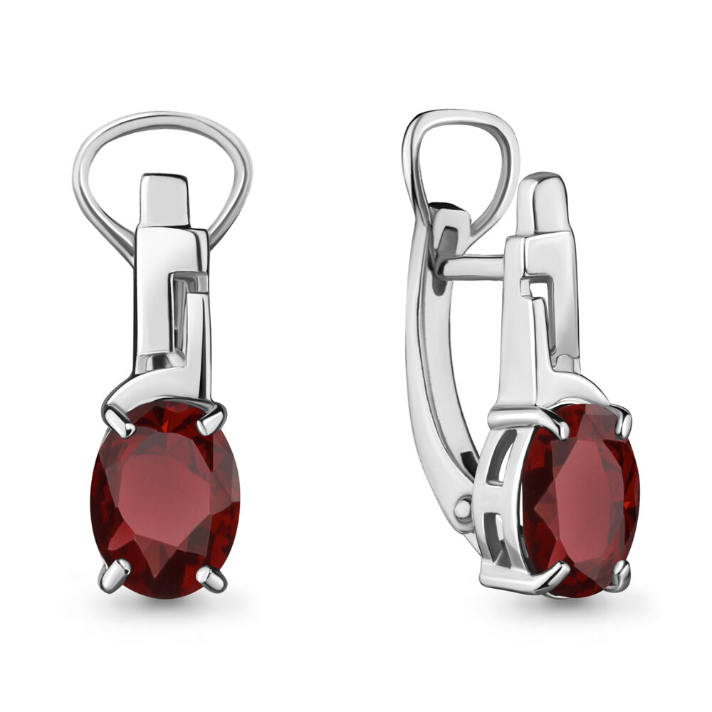 Серьги, серебро, 925 проба, гранат