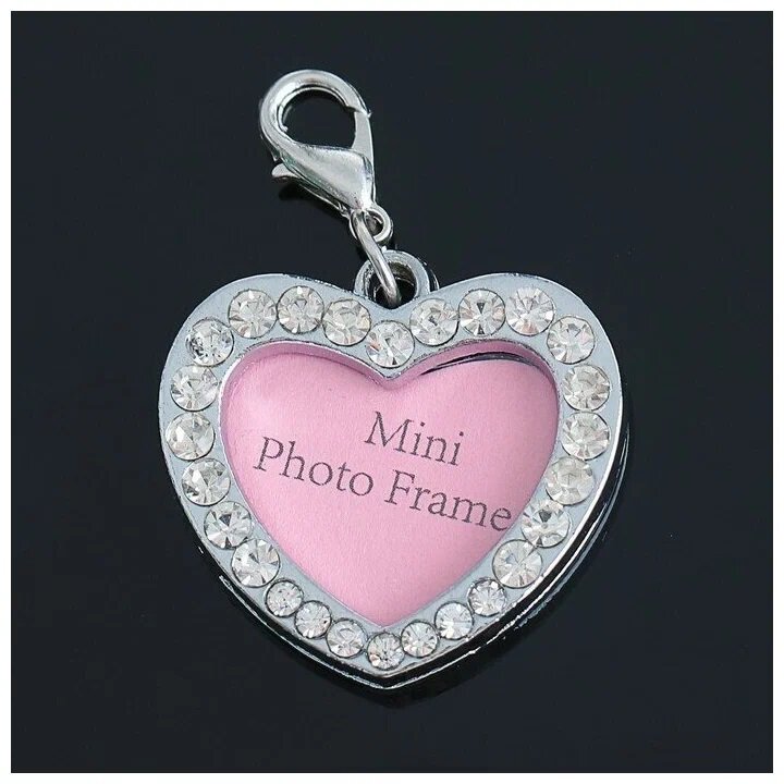 Адресник Пижон "Сердечко", металл, со стразами, серебристого цвета, 3x3 см, 1 шт