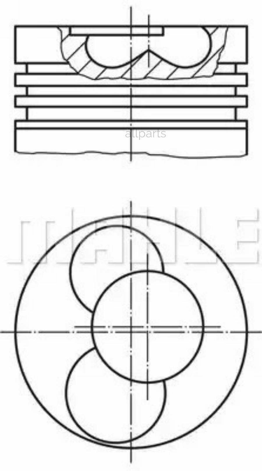 MAHLE 0308602 поршень! d79.5x1.75x2x3 +0.5 (1-2 цил.)\ Audi A3/A4 1.9TDi 02>