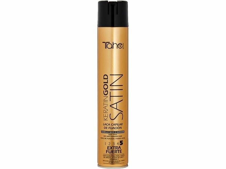 Лак для сухих и поврежденных волос фиксации 3 400 мл Tahe BOTANIC KERATIN GOLD
