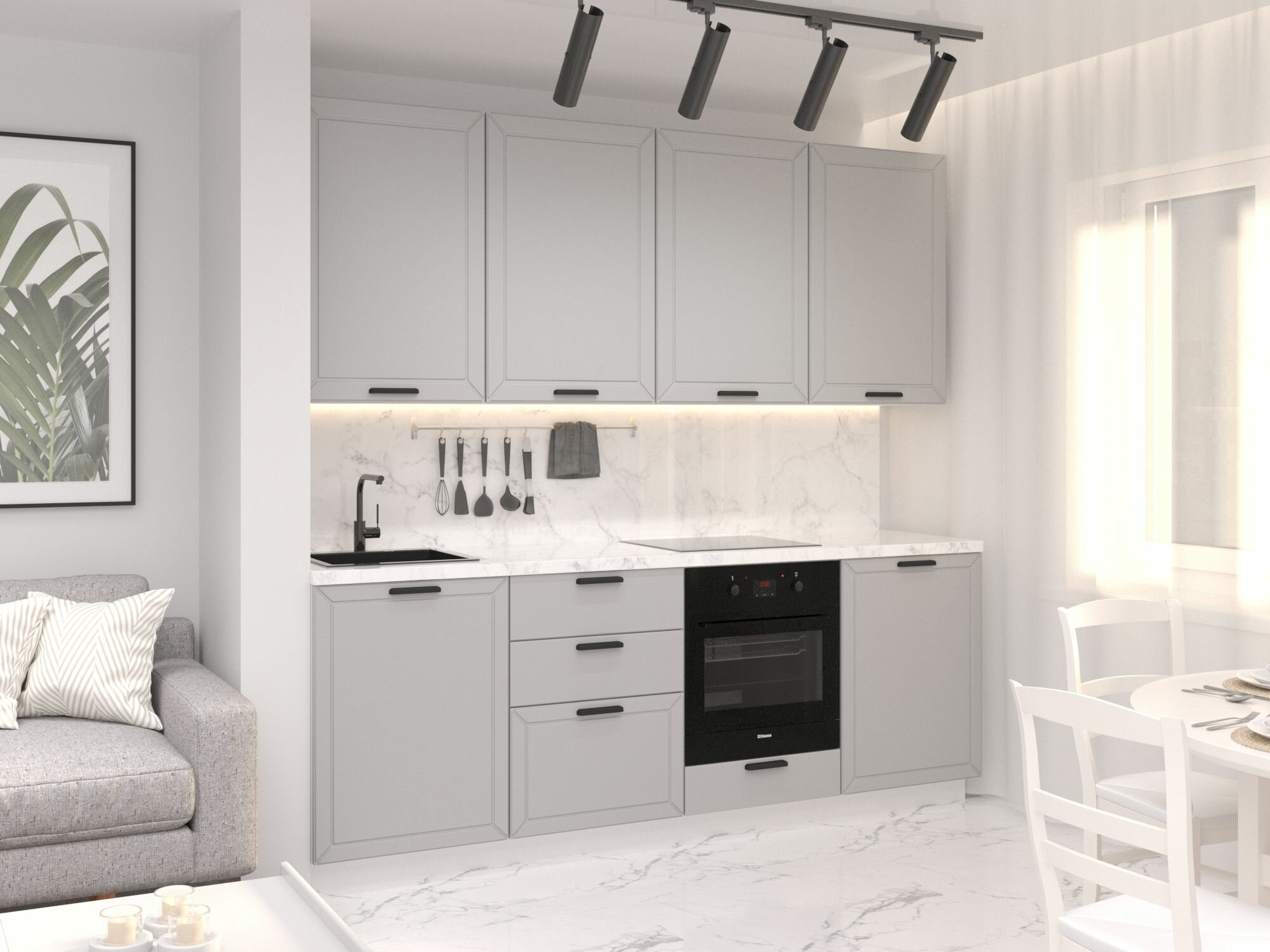 Кухонный гарнитур Глетчер Гейнсборо Силк, 2400 мм