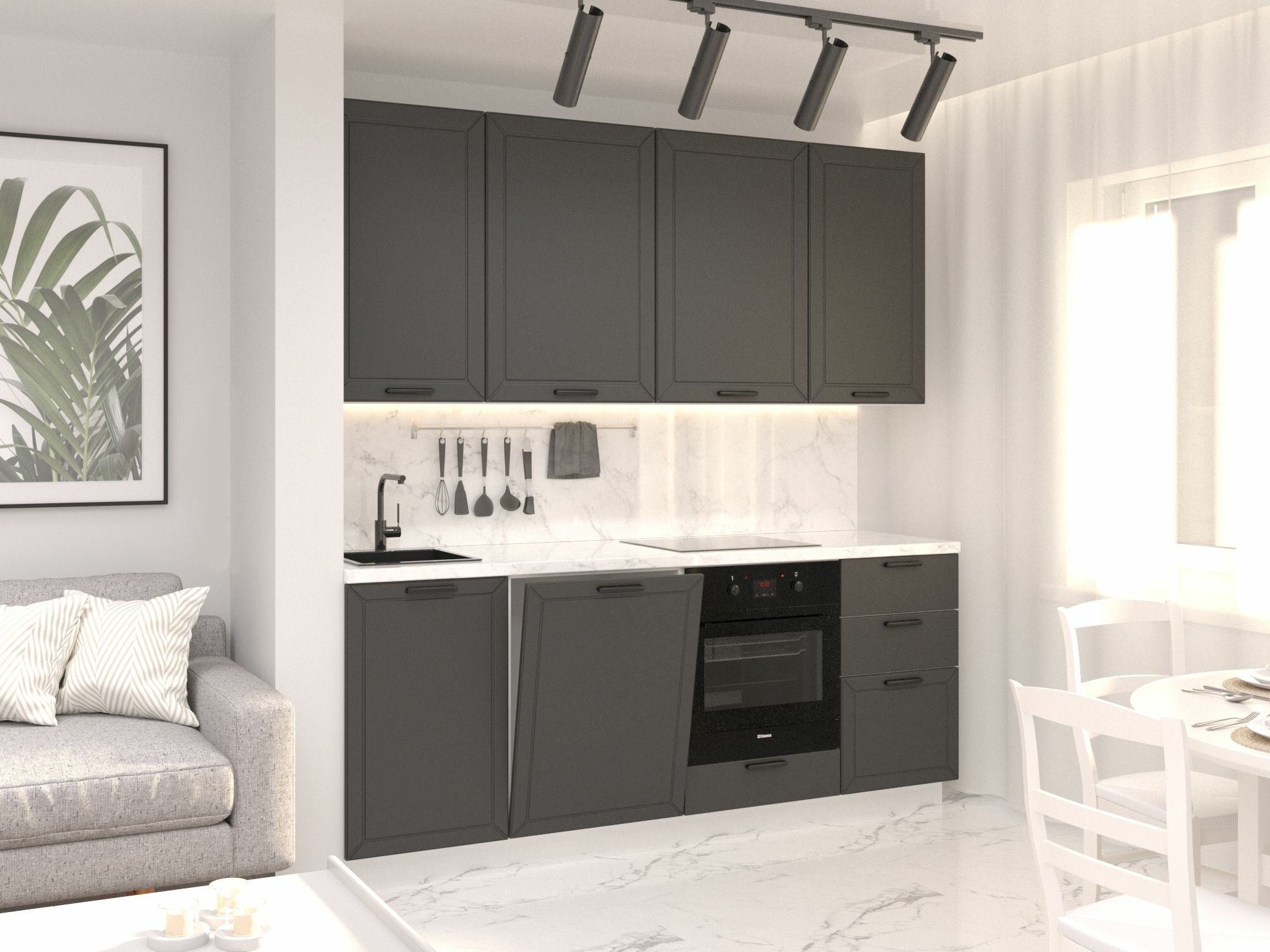 Кухонный гарнитур Глетчер Маренго Силк, 2200 мм