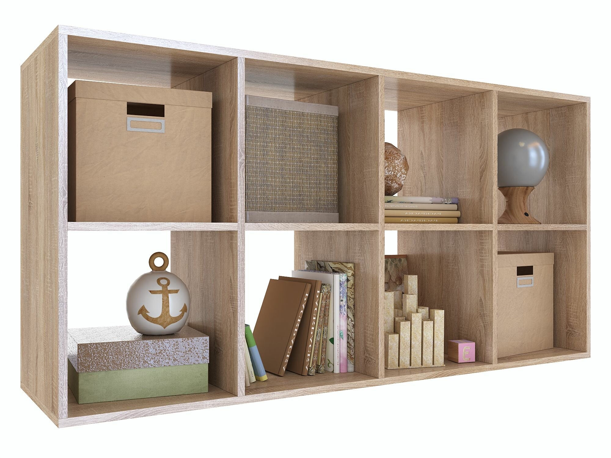 Стеллаж для книг 8 секции с полками Мебель на Руси "Каллакс" 142х72х39, дуб сонома, ЛДСП