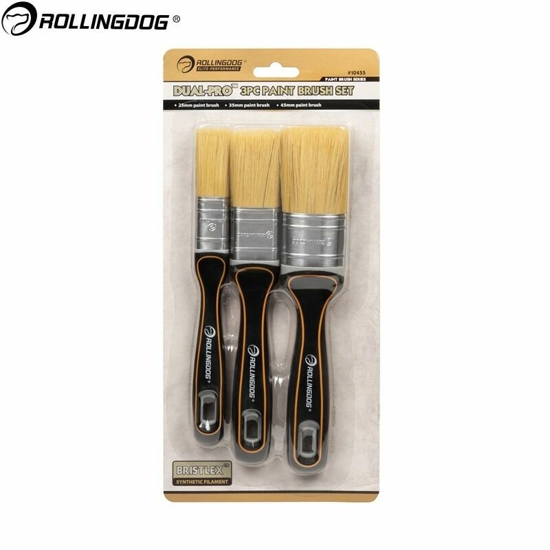 Набор кистей Rollingdog DUAL-PRO 25/35/45мм, синтетика, серия Elite, арт.10455