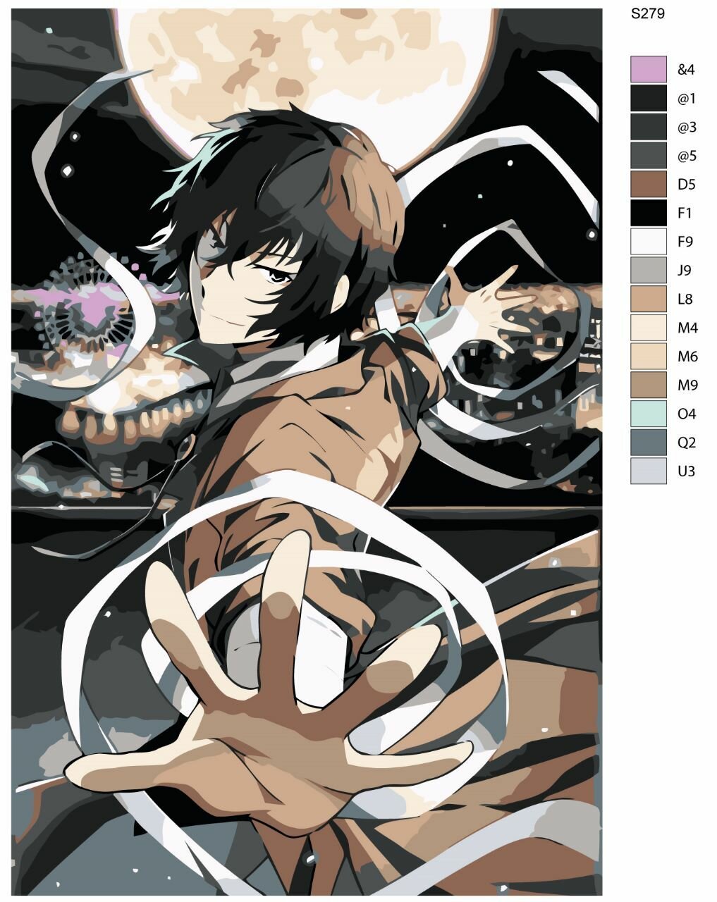 Картина по номерам S279 "Аниме Великий из бродячих псов. Осаму Дазай" 40x60 см