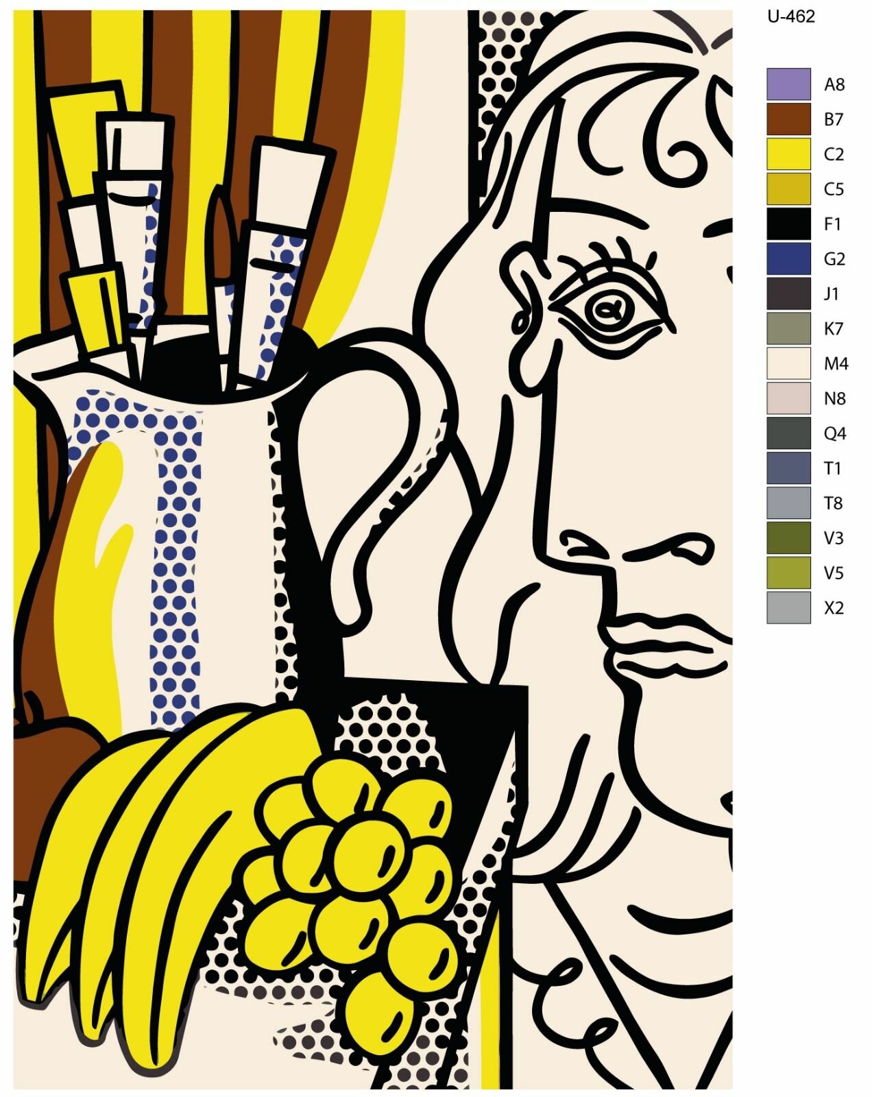 Картина по номерам U-462 "Художник Рой Лихтенштейн. Репродукция картины - Натюрморт с Пикассо" 40x60 см