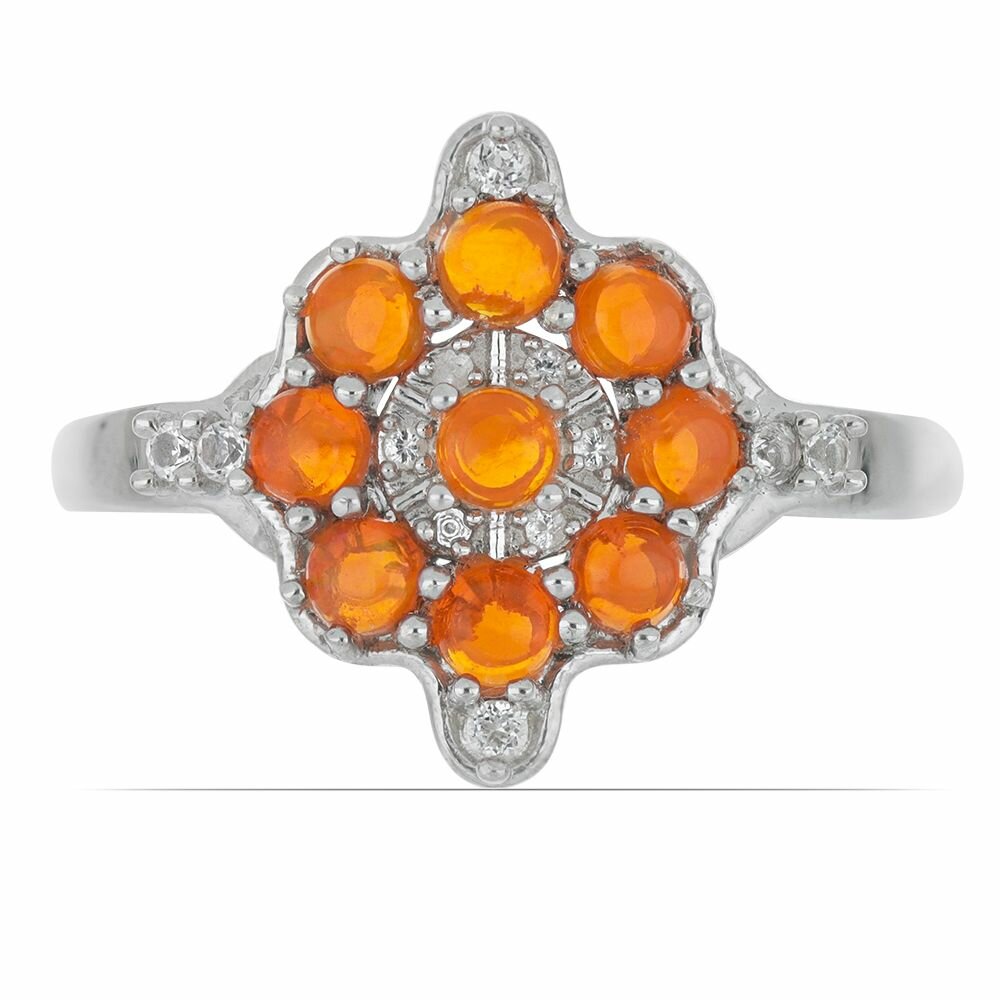 Перстень Ювелирия, серебро, 925 проба, родирование, опал, топаз