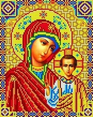 Набор для вышивания Каролинка #КБИ 4023 Богородица Казанская, Вышивка бисером, 18.5 х 23 см