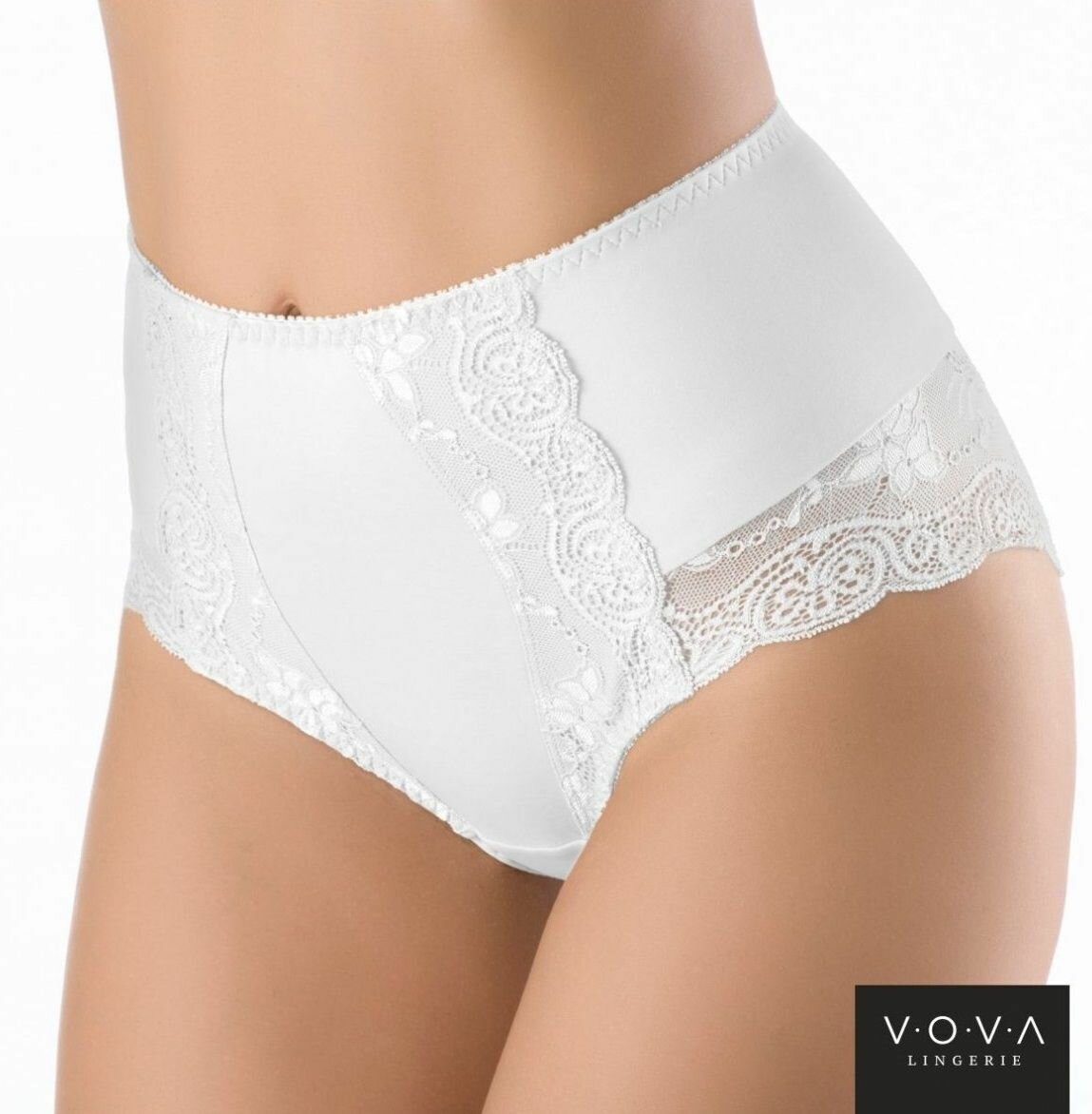 Высокие трусики-слипы Snejanna, белые, кружевные, размер 40, комфорт и стиль