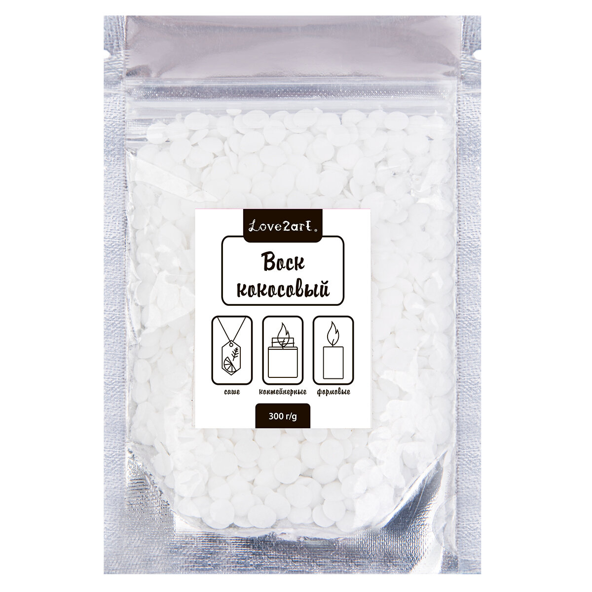 Love2art Воск кокосовый COCO-300-RH01 300 г для свечей, рукоделия и косметических составов