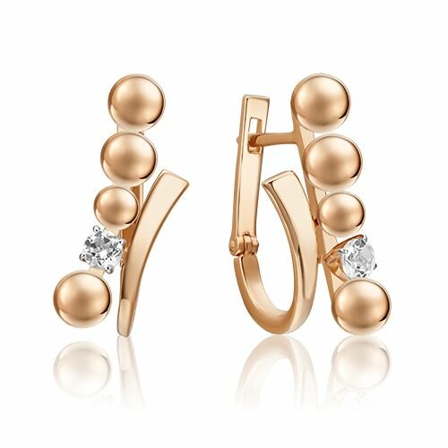 Серьги, красное золото, 585 проба, топаз